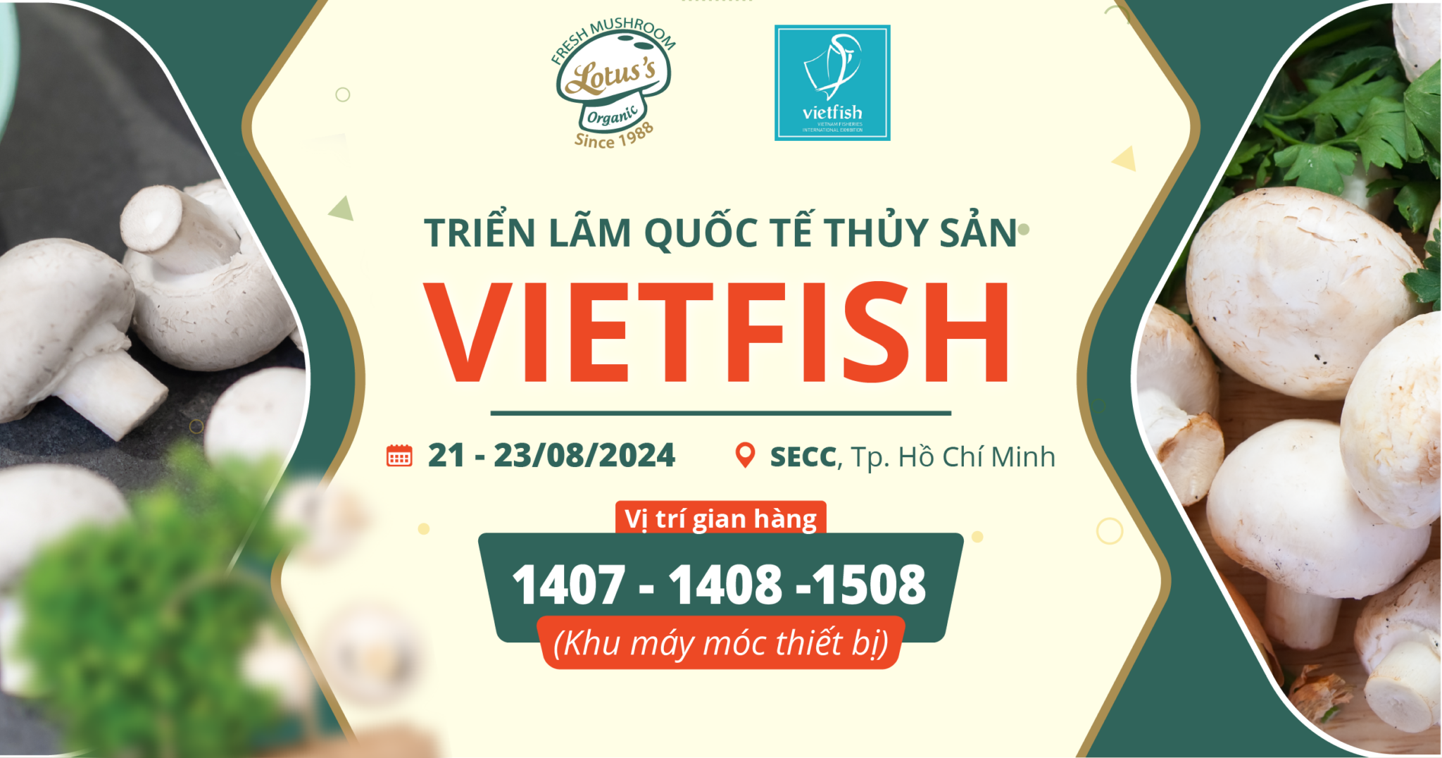 THÔNG BÁO NẤM HOA SEN THAM GIA TRIỂN LÃM VIETFISH 2024 – Nấm mỡ Hoa Sen